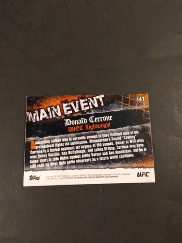 2010 Topps UFC Main Event - WEC Fighter Gold #147 Donald Cerrone (RC ...