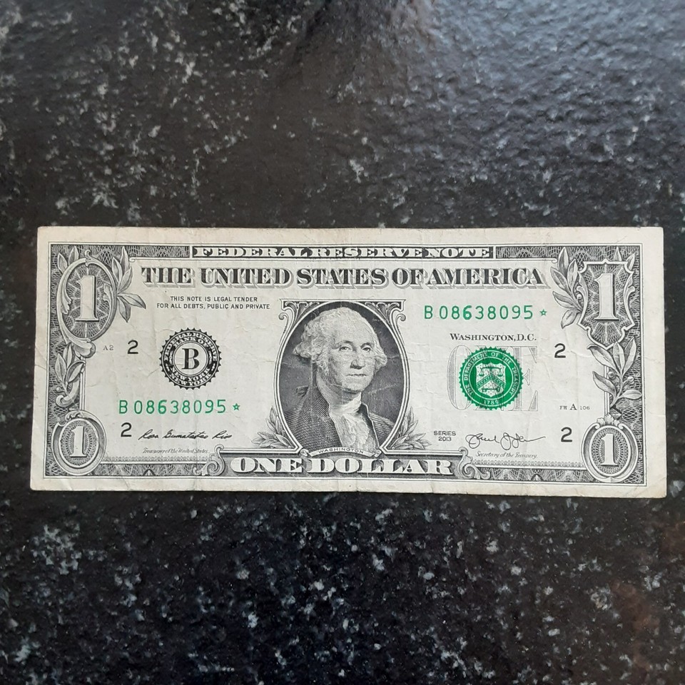 FW Duplicate Serial Number STAR Note B 08638095 ☆ One Dollar $1 Bill ...