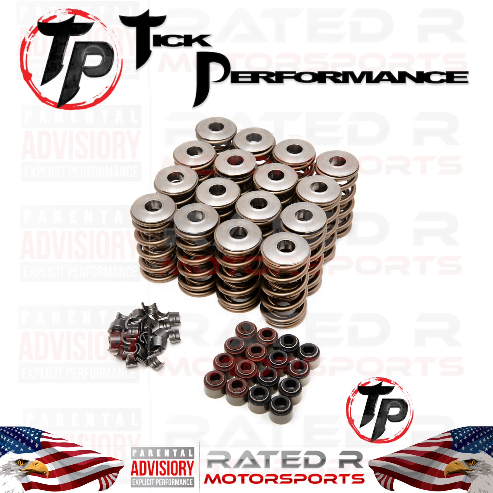 Tick Performance GM LS .660" Lift Dual Valve Spring Kit Steel Retainers ...