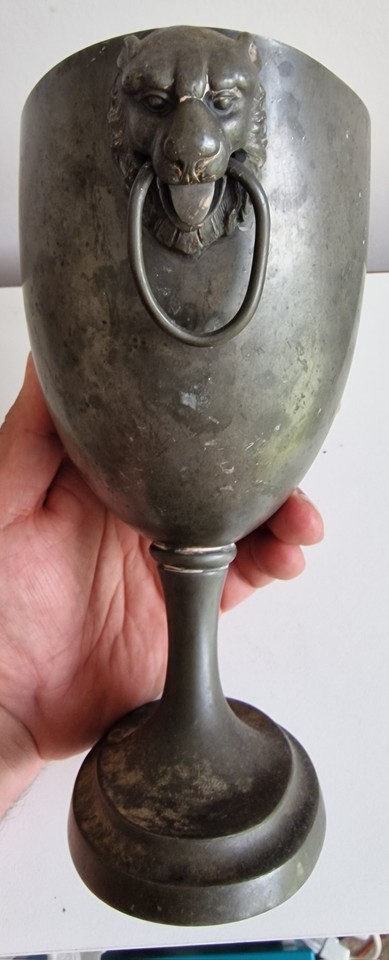 Metal Detecting Finds - large uncleaned pewter urn with lion head ...