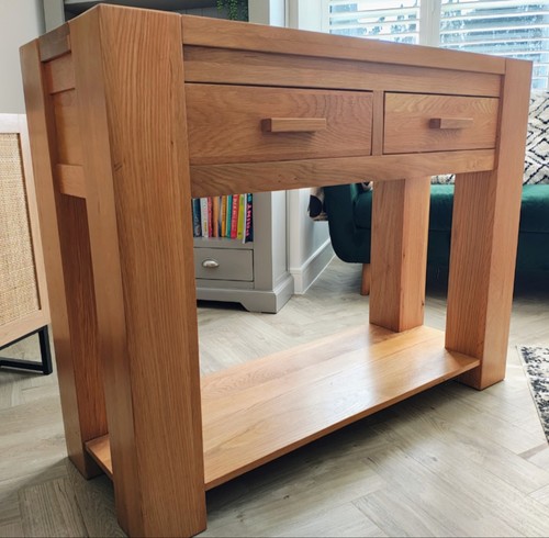 Solid Oak Console Table with Drawers | eBay UK