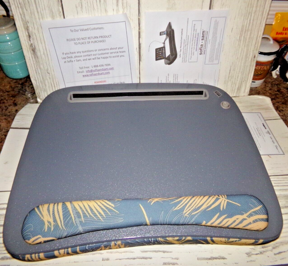 Laptop Stand Lap Desk with Pillow Cushion and Wrist Rest USB Light ...
