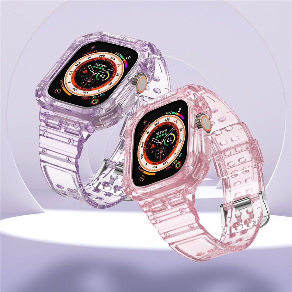 For Apple Watch Ultra 3 2 49mm iWatch Clear TPU Sport Band Strap ...