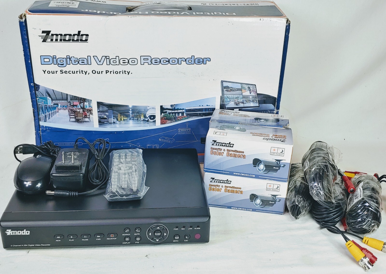 ZMODO KT7204AD 4 Ch Digital Vid Recorder H.264 Includes 4 Camera ...