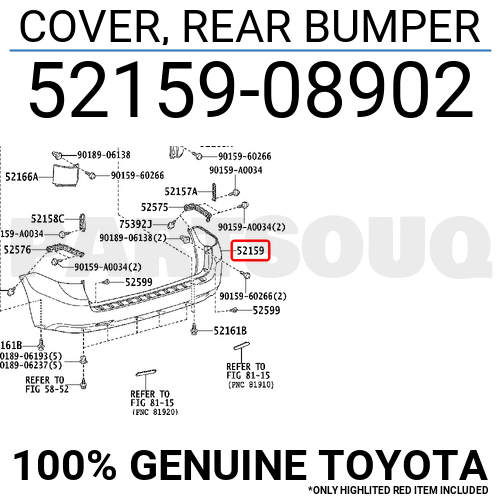 5215908902 Genuine Toyota COVER, REAR BUMPER 52159-08902 | eBay