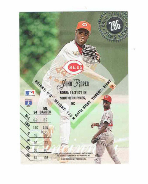 John Roper Pitcher Cincinnati Reds #286 Leaf 1995 Baseball Card | eBay