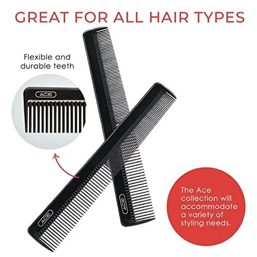 GOODY ACE All Purpose Hair Comb - 7 Inch Fine Comb Teeth Black 3 Count ...