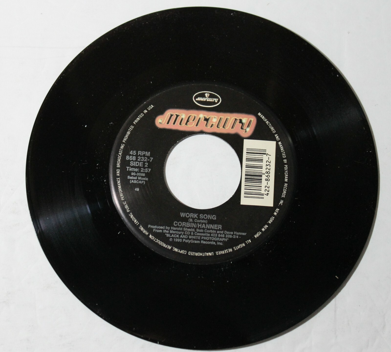 CORBIN/HANNER One More Night / Work Song 45 RPM - 1990 Mercury ...