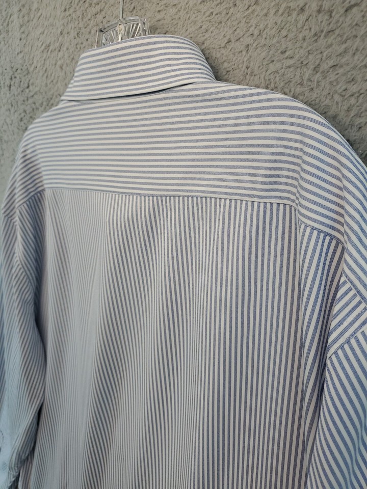 Elliot Mulryan Luxury Dress Shirt Men’s XXL White Blue Stripe Long ...