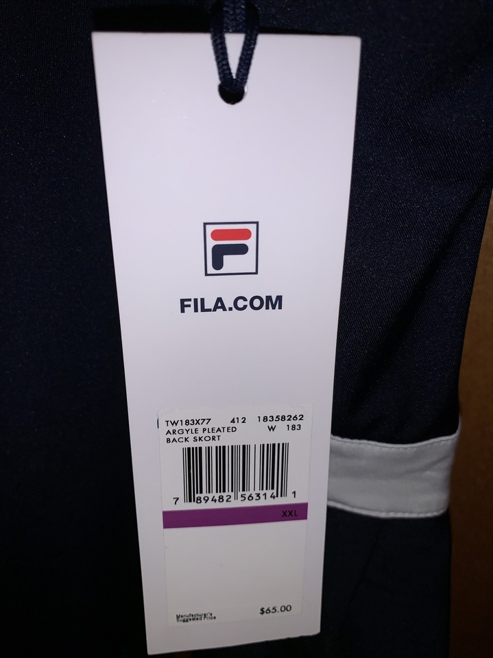 New With Tags FILA ARGYLE BLACK & WHITE STRIPE PLEATED SKORT, SIZE XXL ...