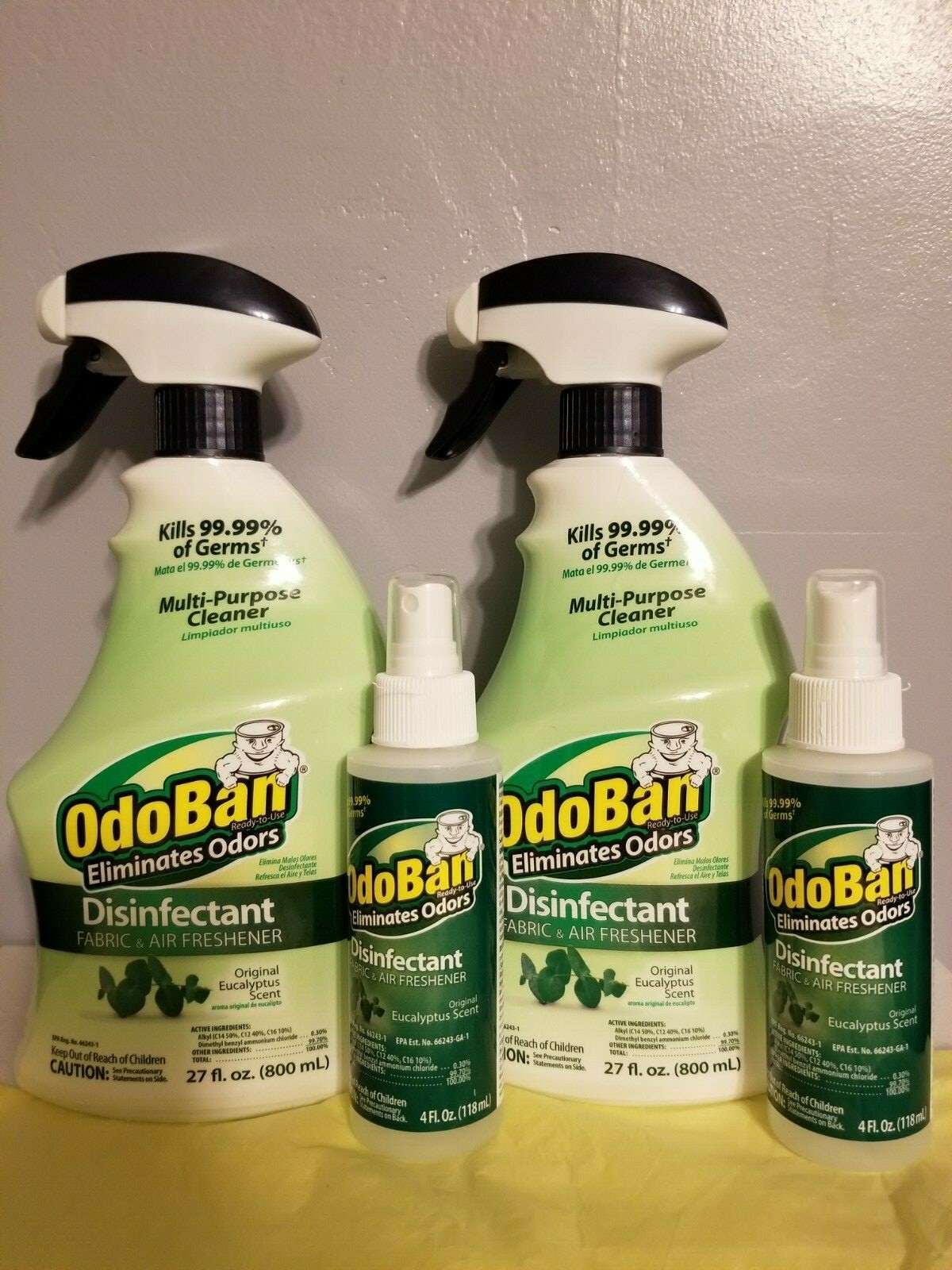 2 OdoBan Original Eucalyptus 27 oz Disinfectant & 2 bonus 4oz bottles ...