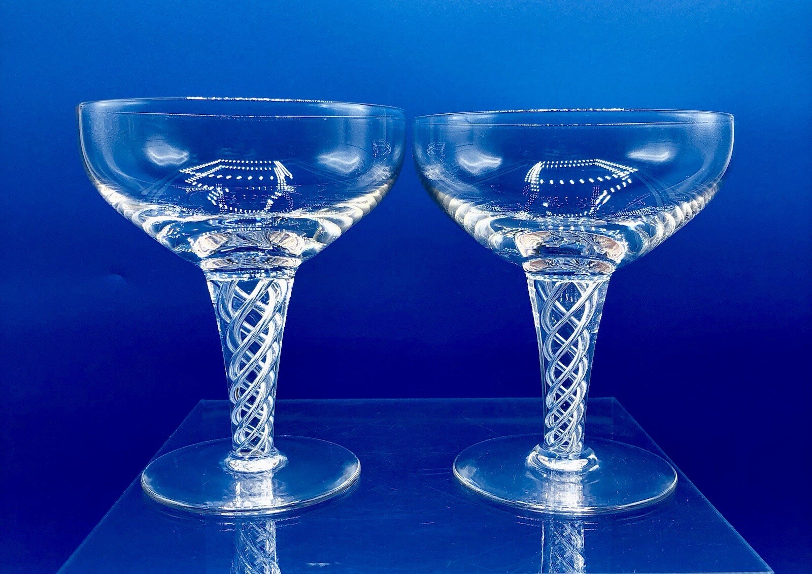 Stuart Crystal ARIEL Air Twist Champagne/ Sherbet Glass Set Of 2 /b | eBay