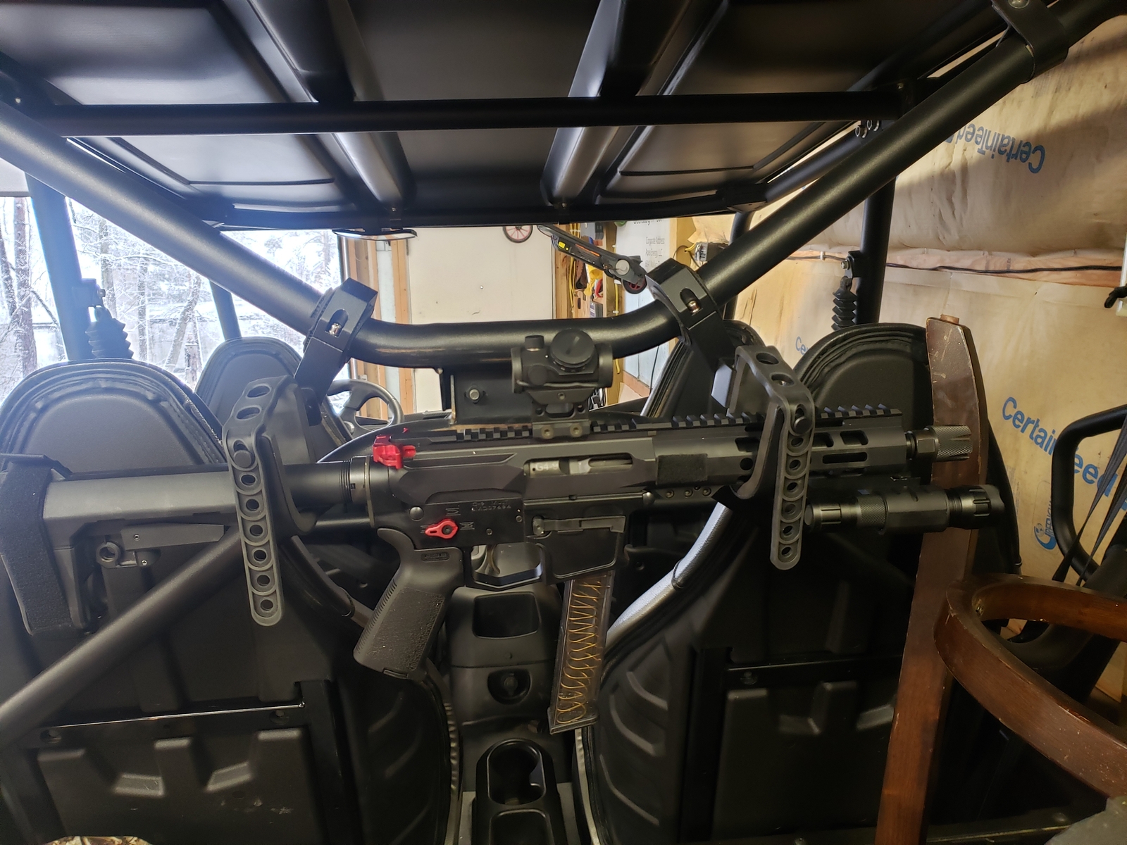 1.75" 2" Gun Grip Rifle Holder Mount Rack for UTV Polaris RZR Can Am ...