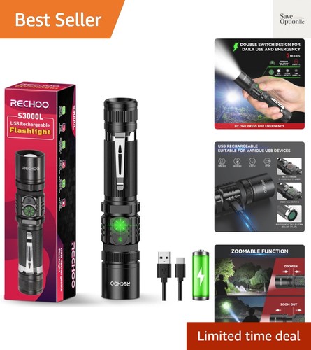 Flashlight Rechargeable High Lumens, Dual Switch Rechargeable LED ...