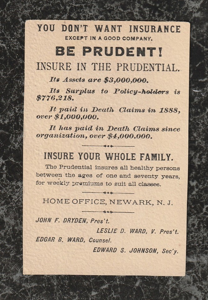 Victorian Trade Card Prudential Insurance Newark NJ Boy Eats Apple in ...