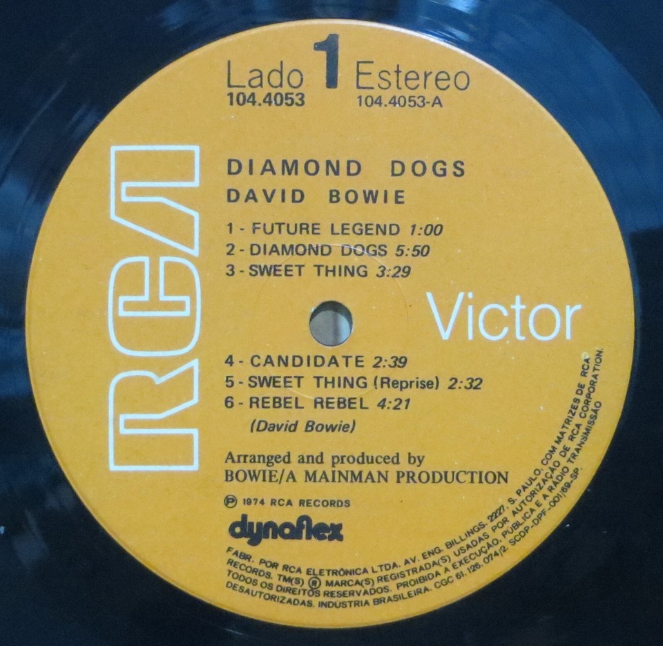 DAVID BOWIE 1974 “DIAMOND DOGS” ORIGINAL FIRST PRESSING RCA VICTOR NM ...