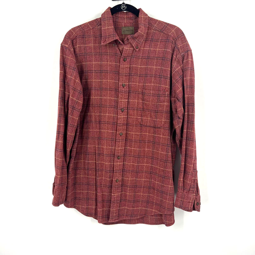 St. Johns Bay Vintage Red Brown Flannel Plaid Shacket Button Down Men's ...