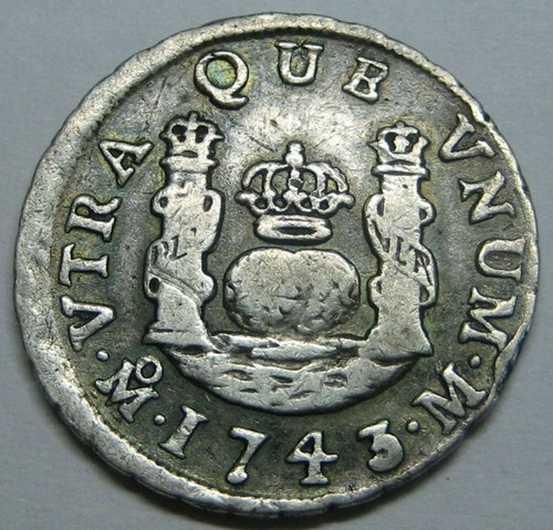 1743 MEXICO 1 REAL PILLAR PHILIP V SPANISH SILVER COLONIAL ERA ANTIQUE ...