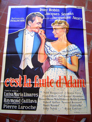 AFFICHE CINEMA ancien 1957 : film C' EST LA FAUTE D' ADAM - AUBRY ...