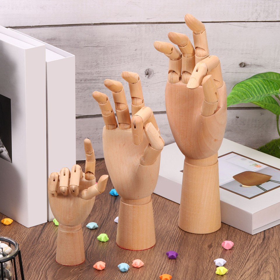 12" Wooden Hand Model, Artist Mannequin Left Hand Model Flexible ...