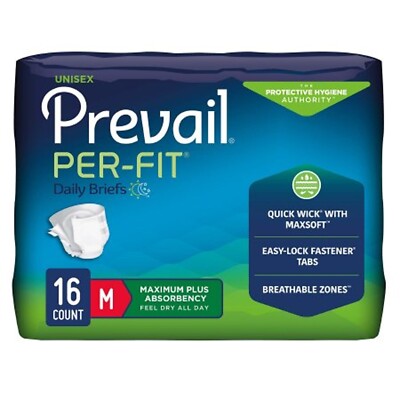96 Prevail Per-Fit Adult Disposable Briefs, Cloth-Like, Size Medium ...