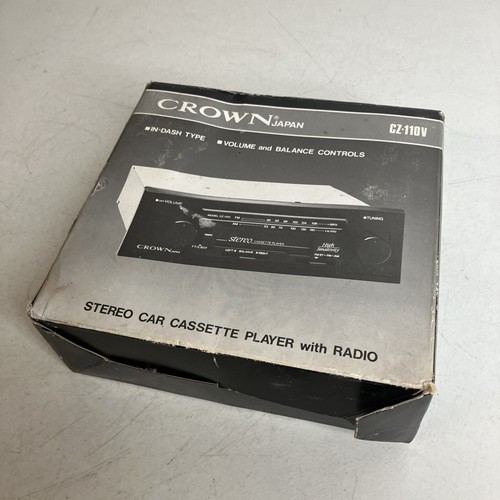Vintage Crown Japan CZ-110V Stereo Car Cassette Player AM/FM - Complete ...