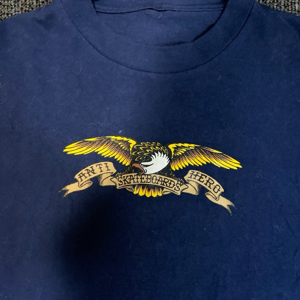 Anti-Hero Eagle Graphic Print Navy Blue Cotton Men's Short Sleeve T ...