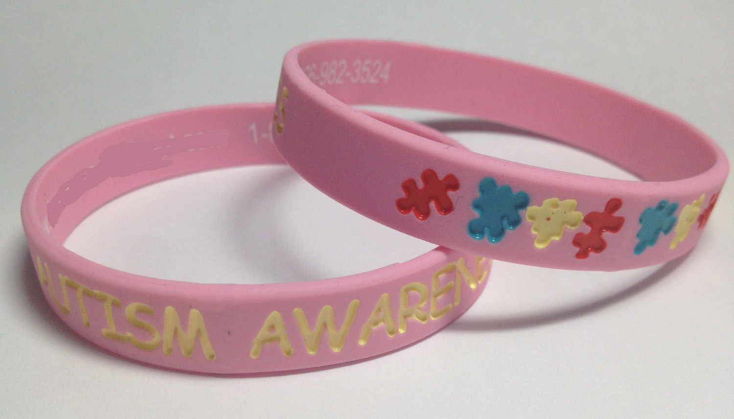 PINK Autism Awareness Puzzle Pieces Wristband ADULT Silicone walk ...