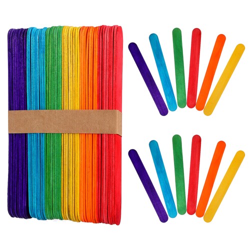 150 PCS Color Ice Cream Stick Child Craft Popsicle Jumbo Colored Sticks ...