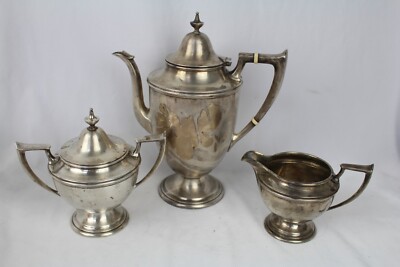 Alvin Sterling Silver 4 Piece Tea and Coffee Set with Sugar and Creamer ...