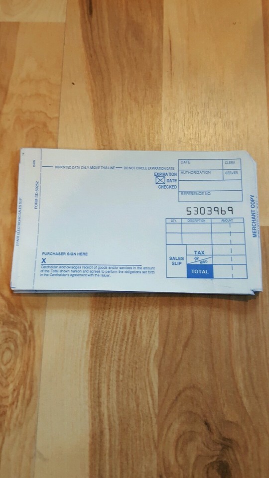 100 SHORT 3 PART Credit Card Manual Imprinter Sales Slip Paper Draft ...