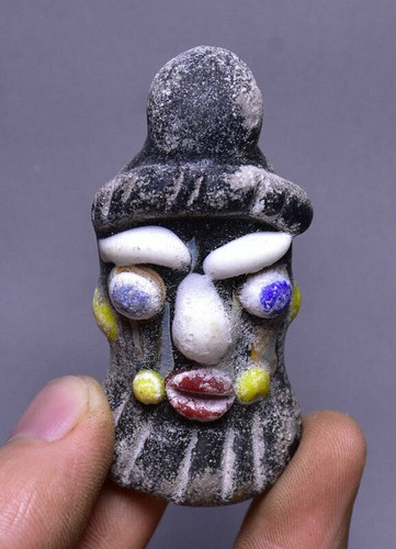 6CM Antique Chinese Colored Glaze Dynasty Palace People Face Statue ...