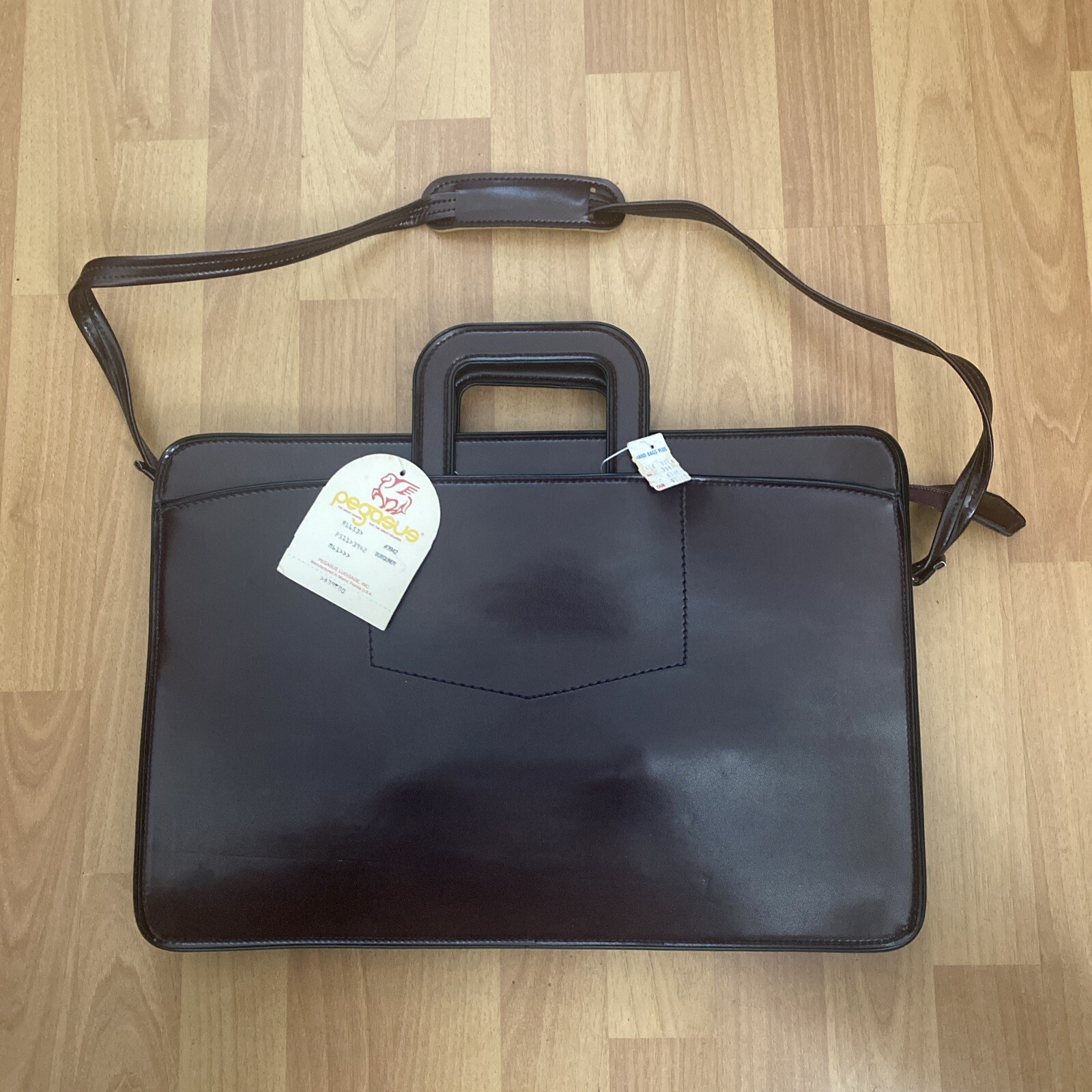 Vintage 80s Pegasus Burgundy Leather Briefcase Portfo… - Gem