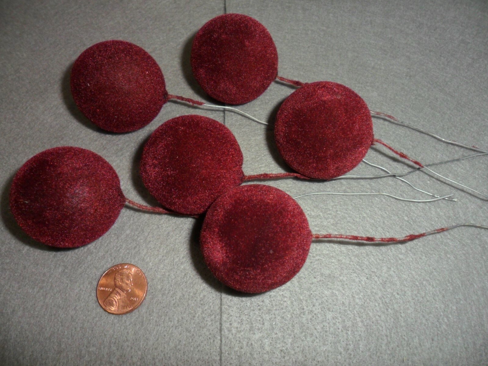 Burgundy Flocked Balls 35mm on wire - Made in Hong Kong - Vintage | eBay
