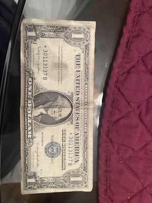 One 1957 Blue Seal $1 Dollar Silver Certificate Star Note, Old US Money ...