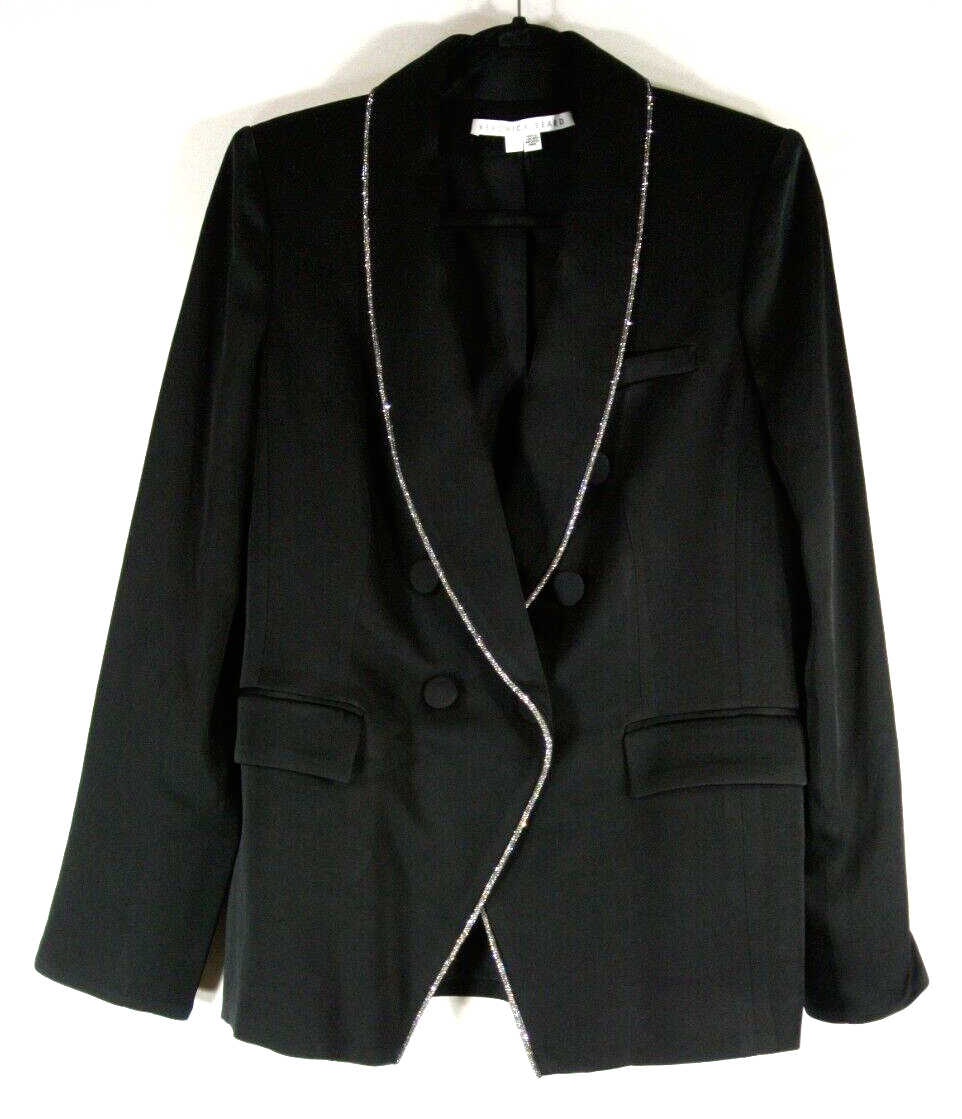 NWT Veronica Beard Jagger Crystal-Embellished Satin Dickey Jacket Size ...