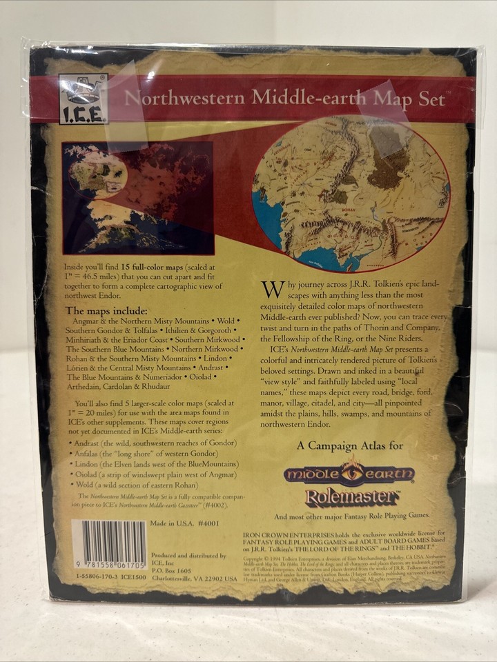 MERP Northwestern Middle-Earth Map Set ICE Crown Enterprises #4001 1994 ...