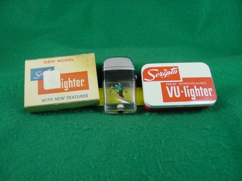 Vintage Scripto VU-Lighter with Tin Box Papers & Sleeve | eBay