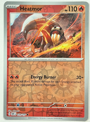 Heatmor - 039/197 - Reverse Holo - Pokemon - Obsidian Flames - NM/M | eBay