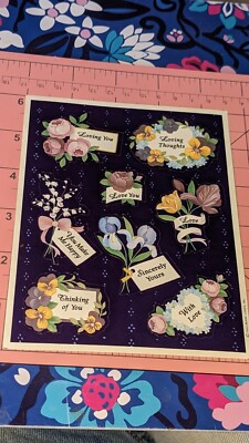 Vintage Hallmark Stickers Flowers Bouquets With Love Gift Tags 1 Sheet ...