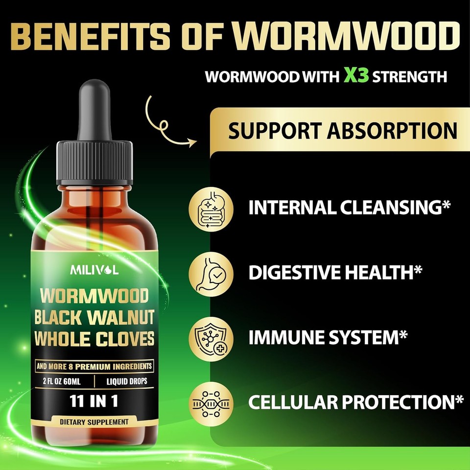 Parasite Cleanse Tincture Wormwood Liquid Drops with Black Walnut ...