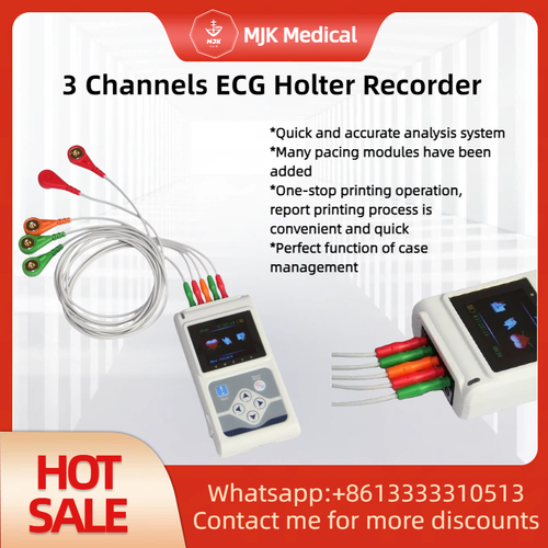 3 Channel ECG Holter Monitor, 24/48/72hr Portable EKG Recorder with PC ...