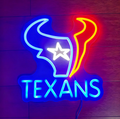 16"x14" Houston Texans Football Club LED Neon Sign With Dimmer USB ...