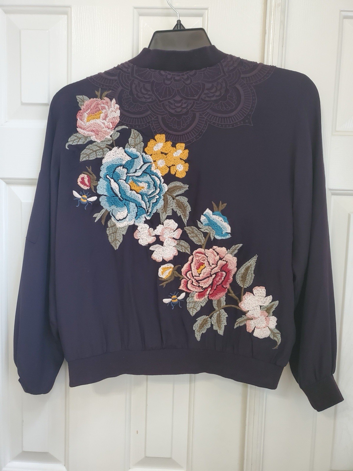 Johnny Was Jacket Women S - Silk Bomber Embroidered Boho Artsy Floral ...