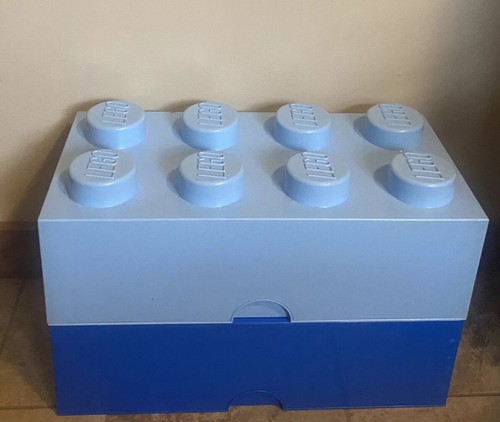 Two LEGO 8 Stud Brick Blue Stackable Storage Box Container Preowned | eBay