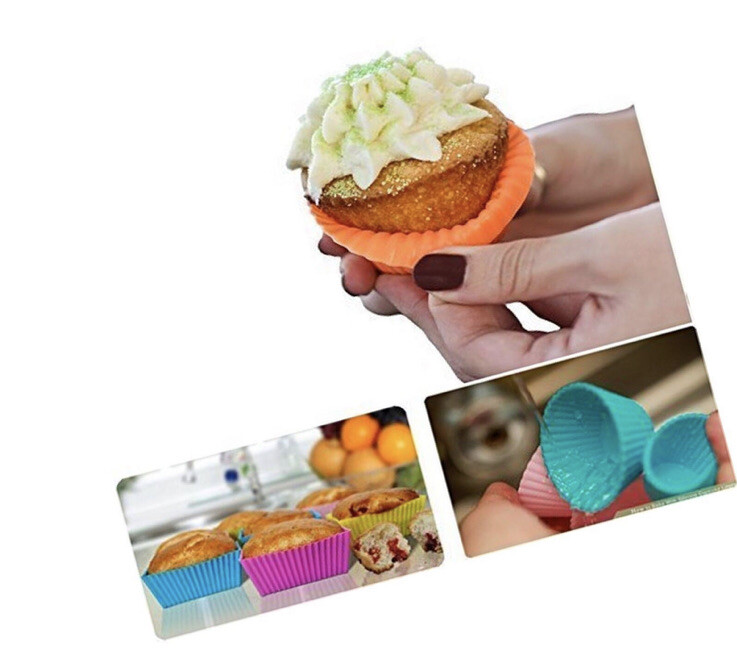 Silicone Baking Cups 24 Set Reusable Cupcake Liners Reusable Oven Safe ...