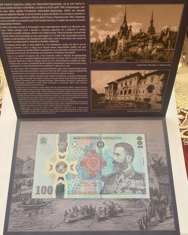 ROMANIA 100 LEI 2024 Banknote 185 Years King Carol I + Presentation ...