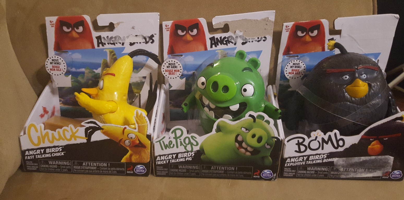 Angry Birds lot of 3. Bomb, Chuck, and The Pig. All have batteries ...