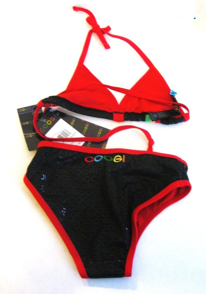 COOGI swimwear bikini set 2pc GIRL size 12 Youth red, black & green | eBay