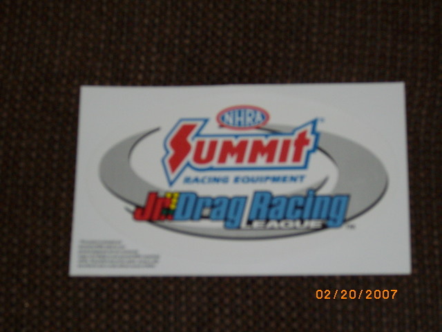 2017 NHRA SUMMIT RACING EQUIPMENT JR DRAG RACING LEAGUE DECAL | eBay